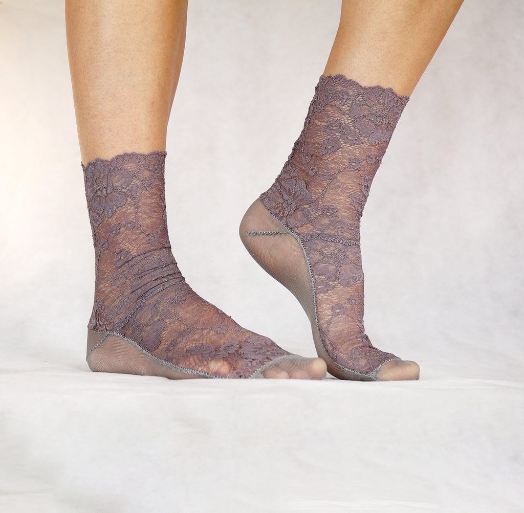 Smoky Lavender Lace and Mesh Women's Socks – Tatiana's Threads